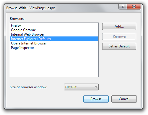 Extending the Visual Studio 11 Web Browser Chooser and Browse With Menu to include Developer ...